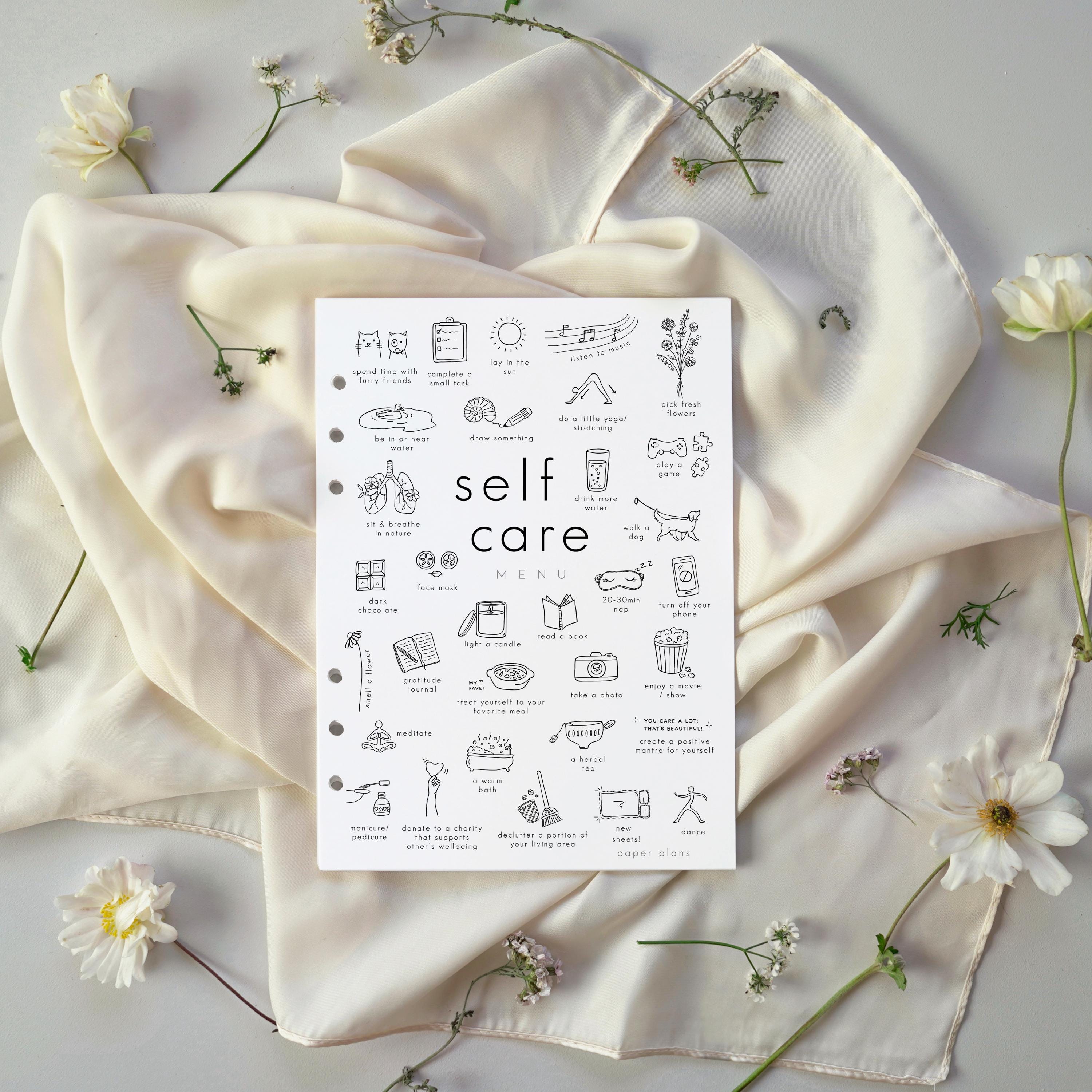 Self Care Menu - Wellness Checklist - Self Care Journal Tracker ...