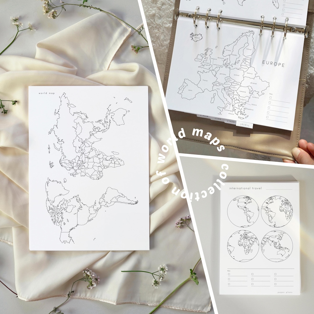 Printable World Maps: Travel Planning, Coloring, Journaling | Continent ...