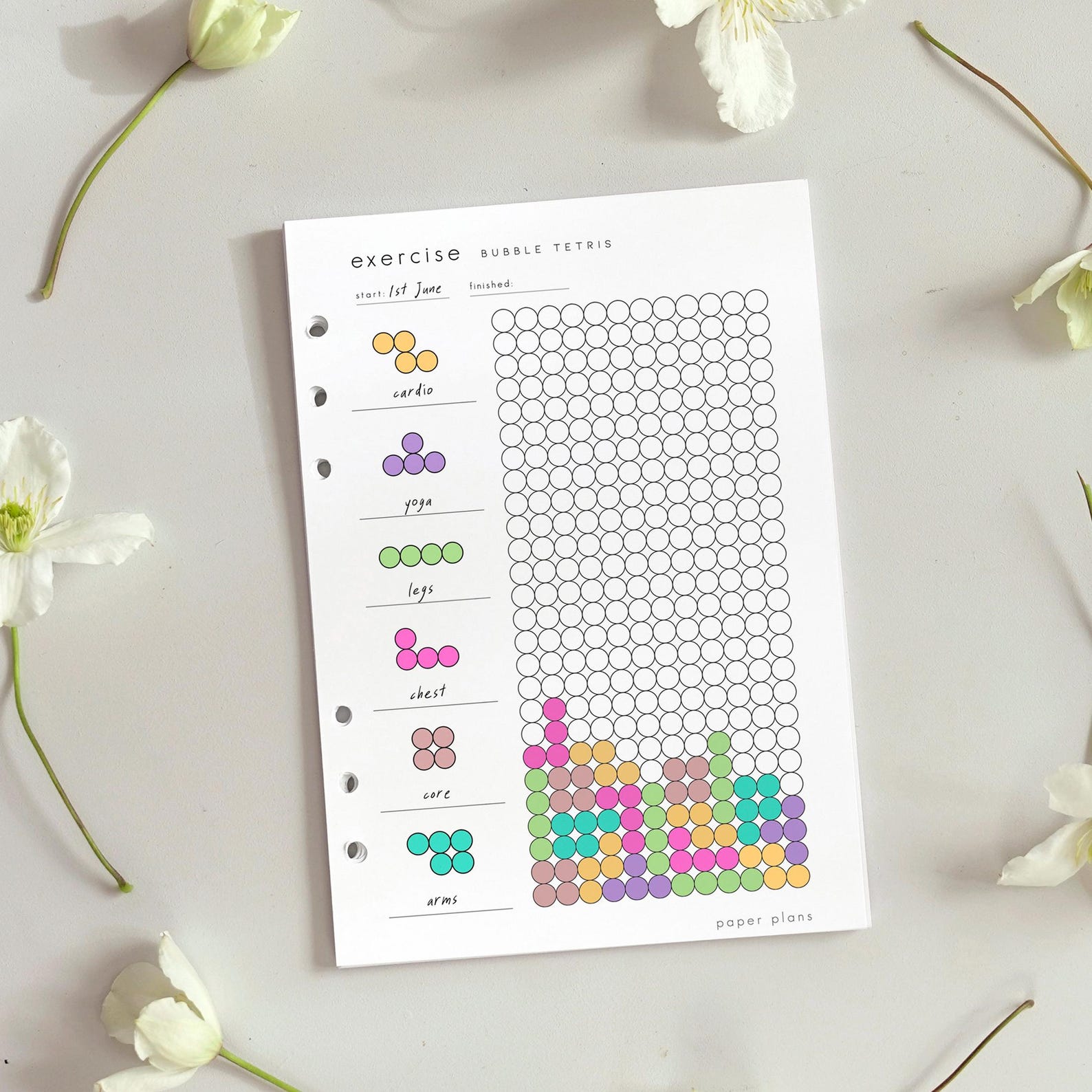 Exercise Tetris: Printable Planner, Fitness Journal, Motivation, Game ...