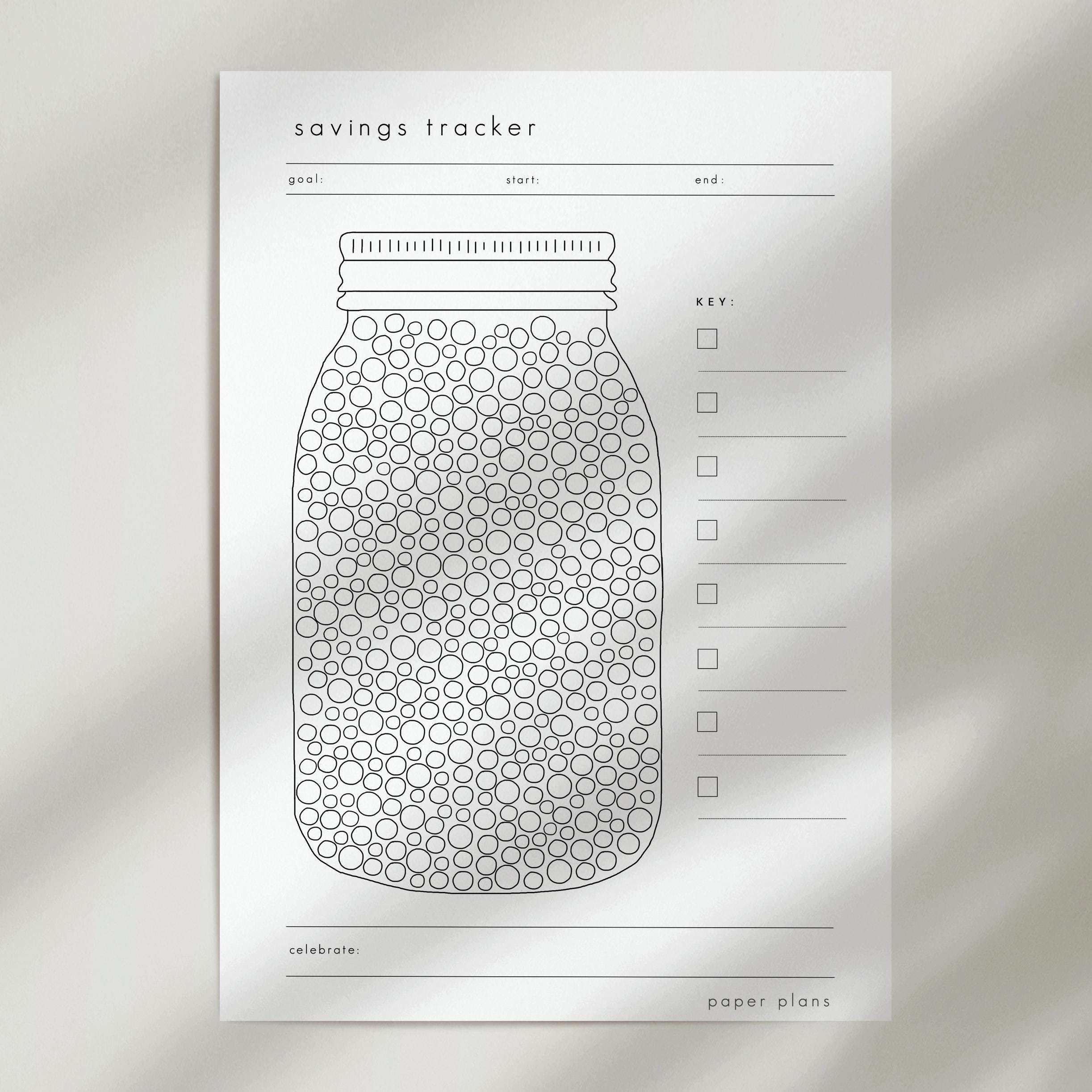 Savings Jar Tracker: Printable, Savings Planner (PDF, Letter Size, A4 ...