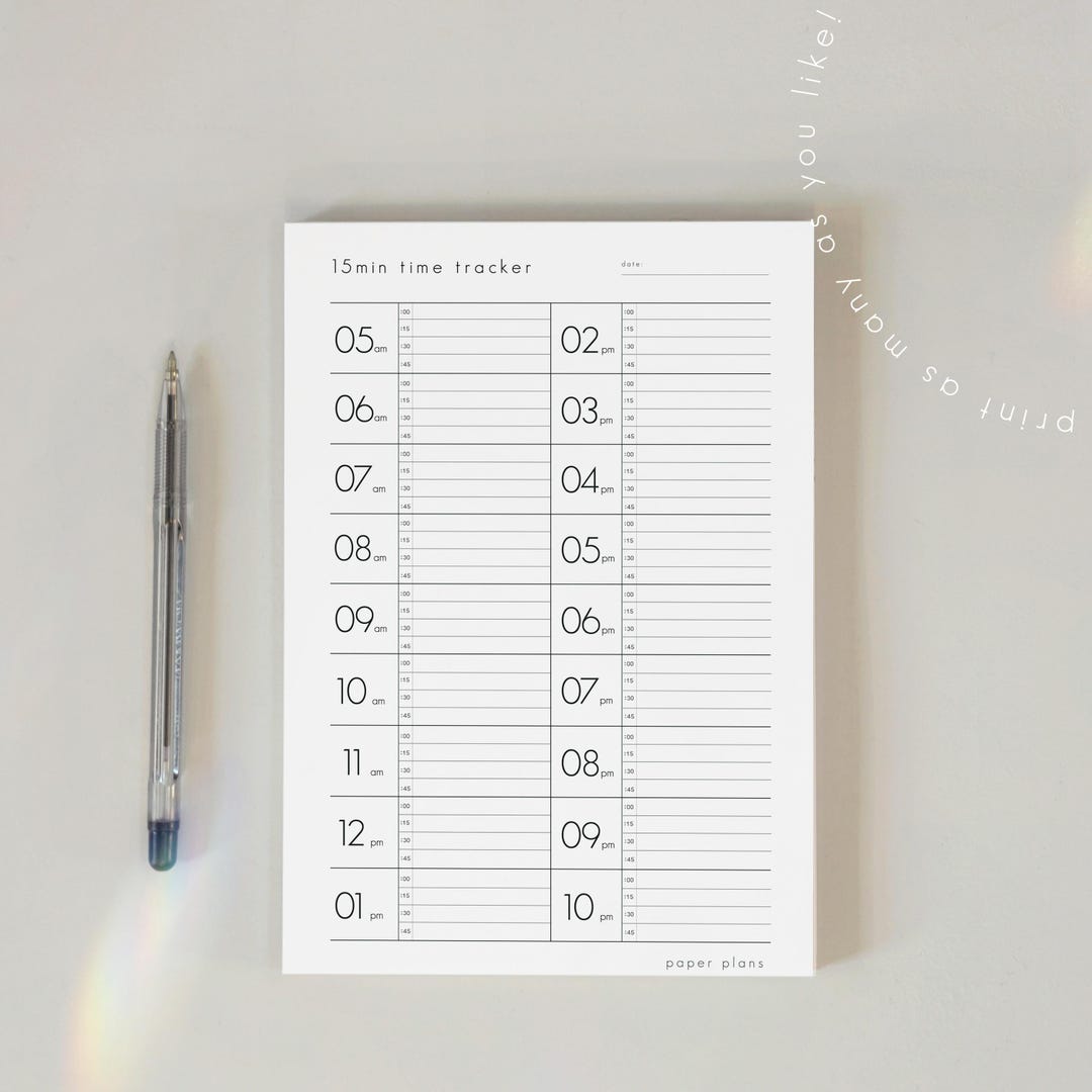 15 Minute Time Tracker: Productivity, Daily Planner, Time Blocking ...