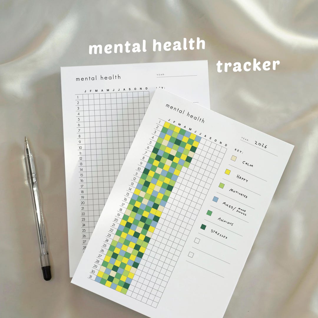 Mental Health Yearly Tracker - Year in Pixels ( Printable Planner ) - Etsy