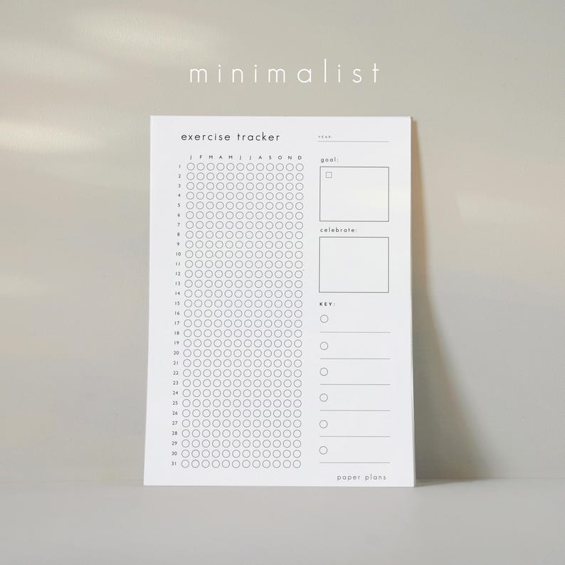 Exercise Yearly Tracker: Year-in-pixels, Fitness Log (printable, Letter ...