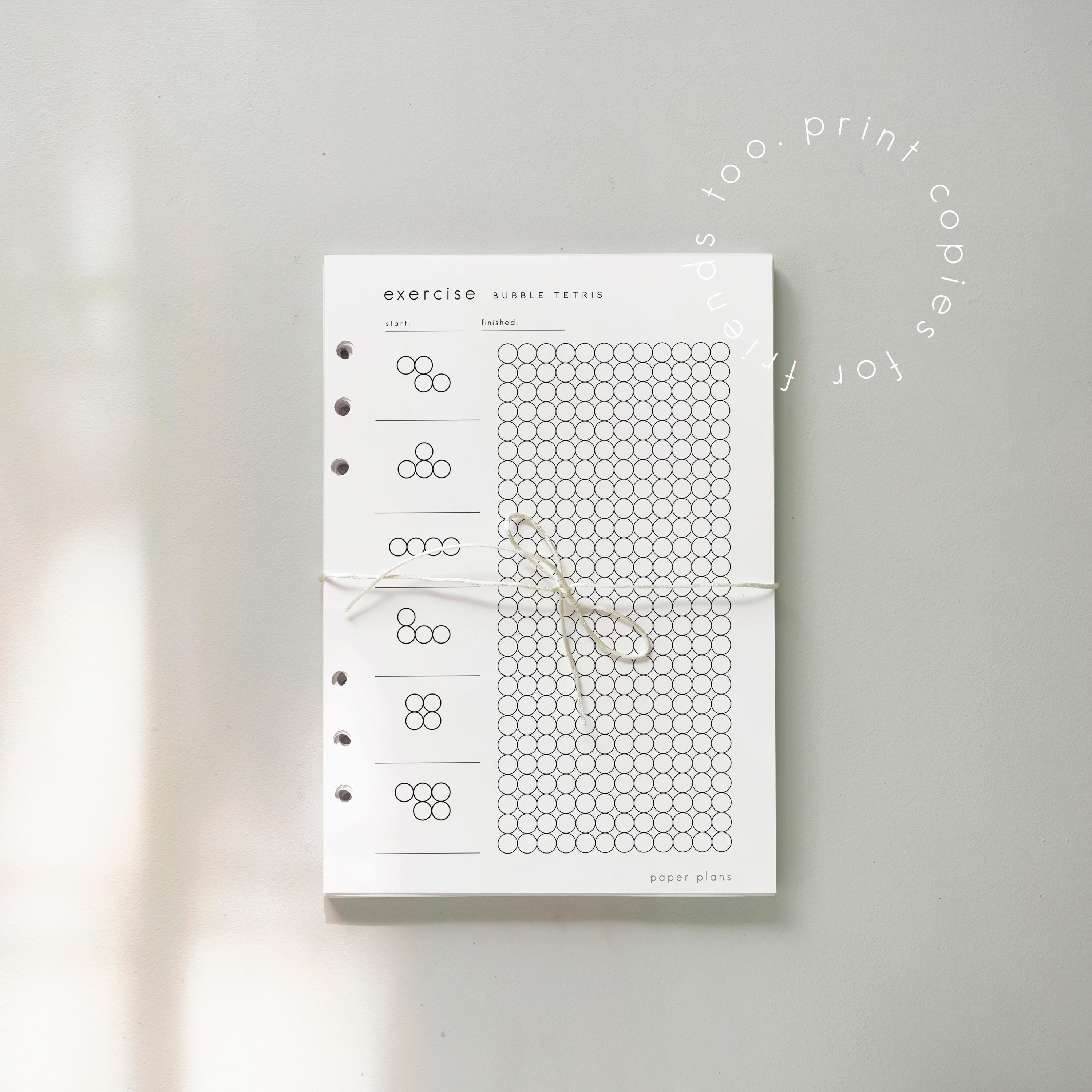 Exercise Tetris: Printable Planner, Fitness Journal, Motivation, Game ...
