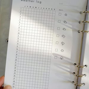 Weather Tracker: Printable Journal Page - Planner Page - Yearly Weather ...