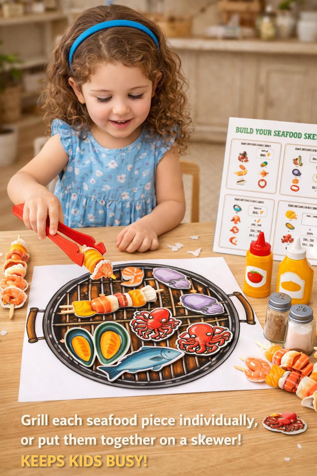 Seafood BBQ Pretend Play Printable- Food Printable Learning Activity ...