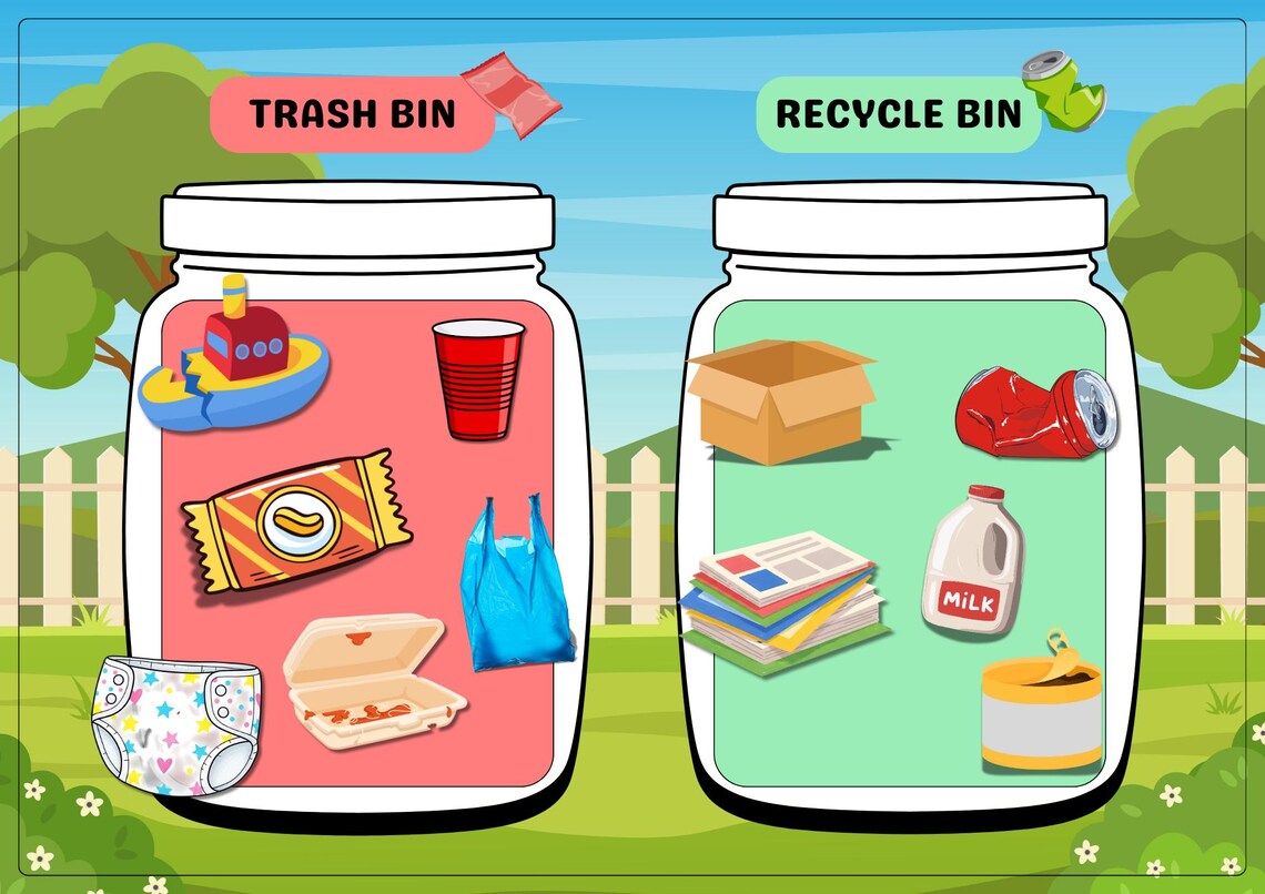 Kids Recycling Sorting Activity Printable | Trash Vs Recycle Cut and ...