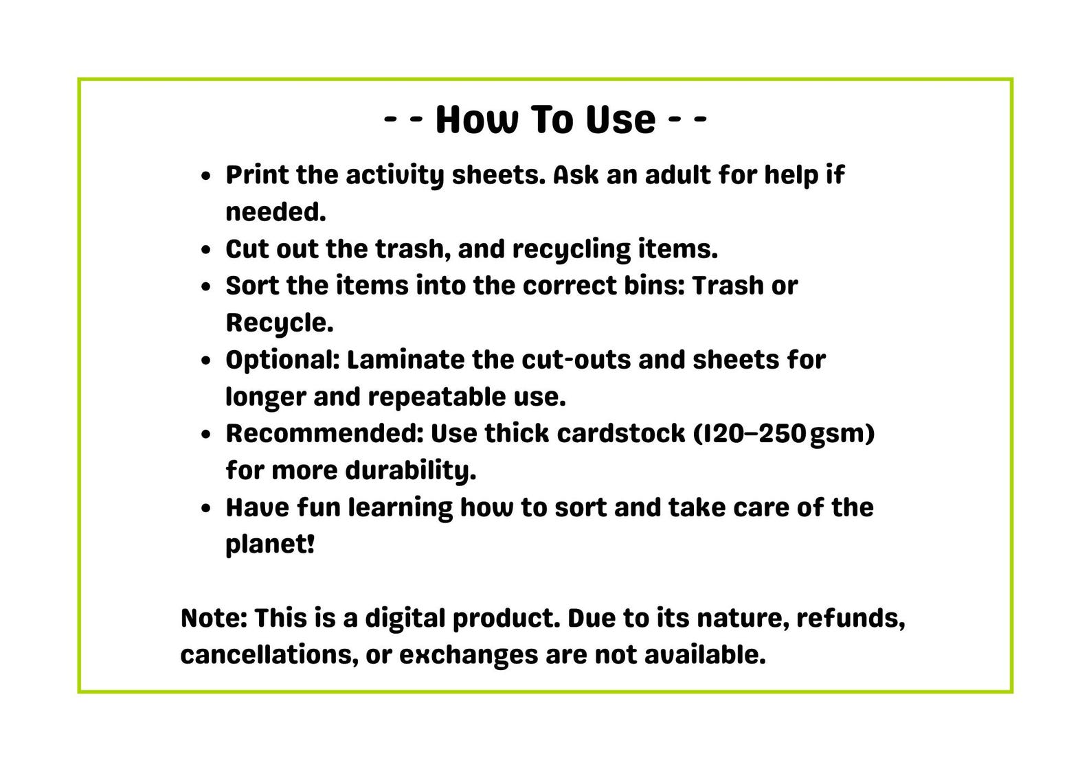 Kids Recycling Sorting Activity Printable | Trash Vs Recycle Cut and ...