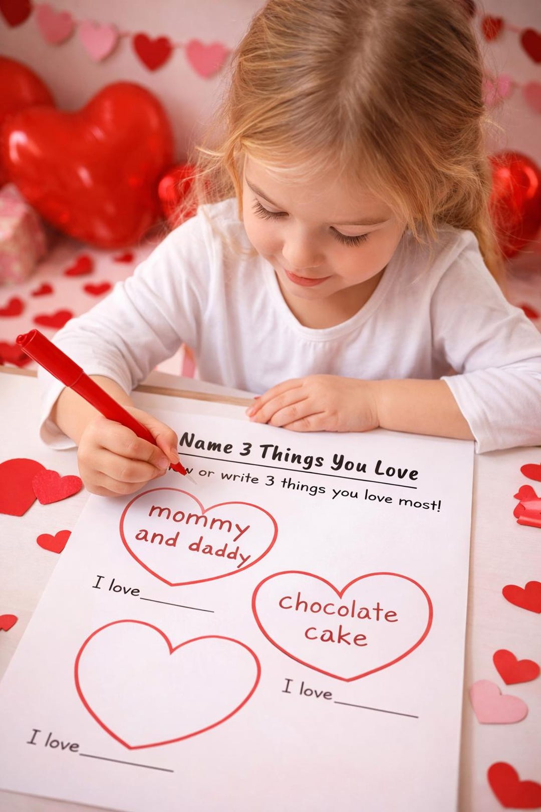 Name 3 Things You Love Printable | Preschool Writing Activity | Kids ...