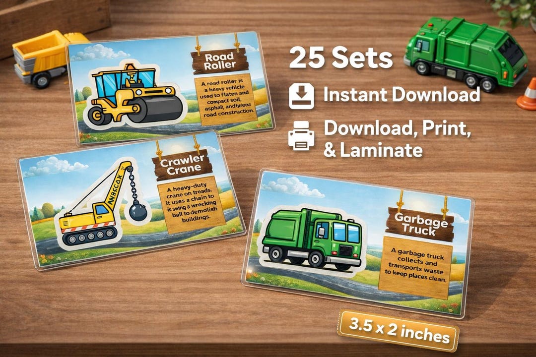 Vehicle Flashcards Printable – 25 Car Cards for Kids – Transportation ...