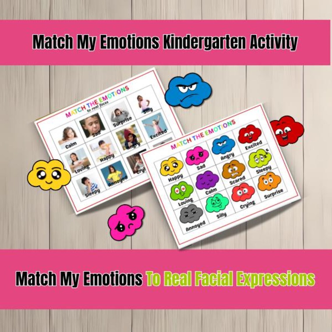 Emotions Matching Game | Preschool SEL Activity (PDF) - Etsy