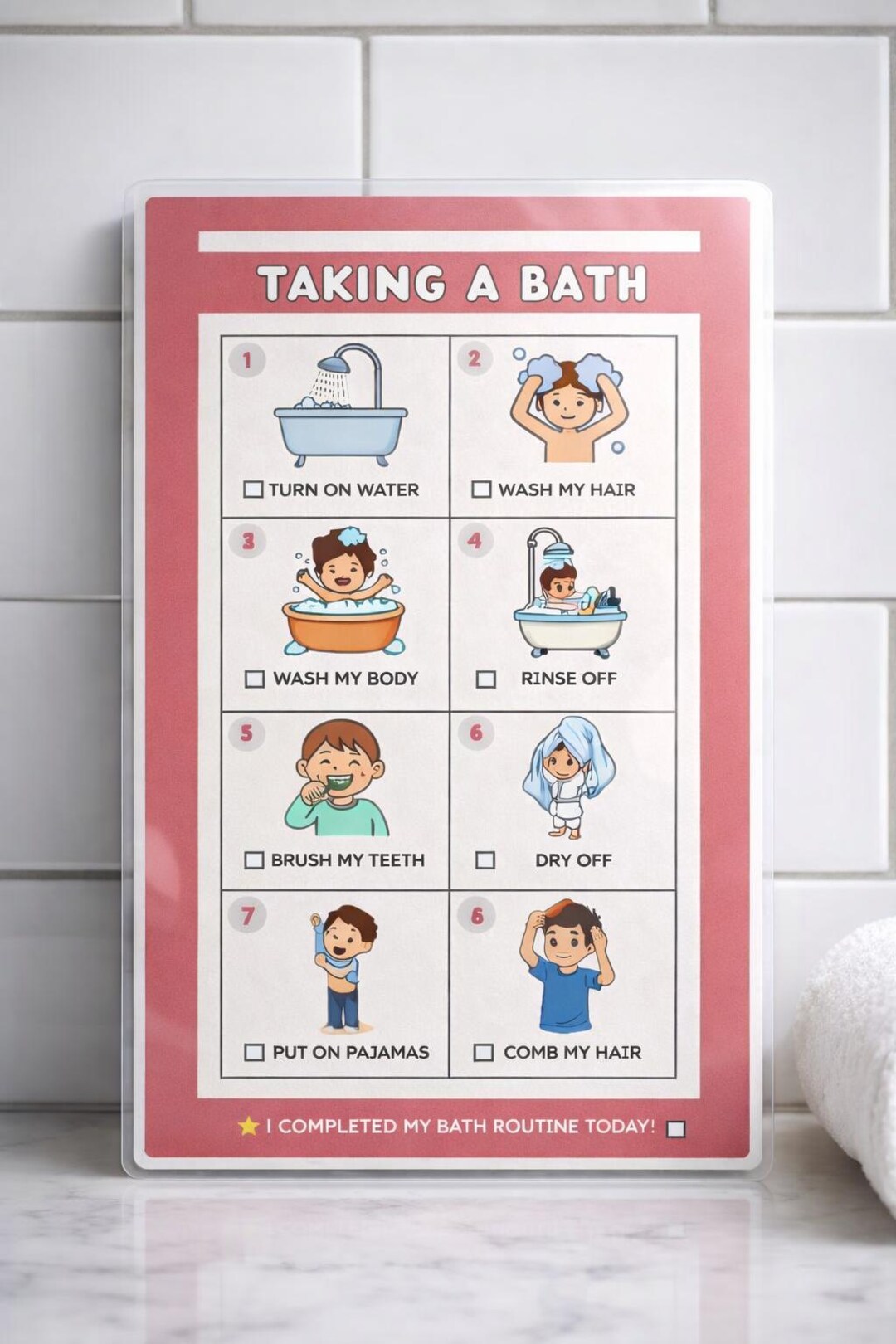 Take a Bath Chart Printable, Kids Bath Time Reward Chart, Weekly Bath ...