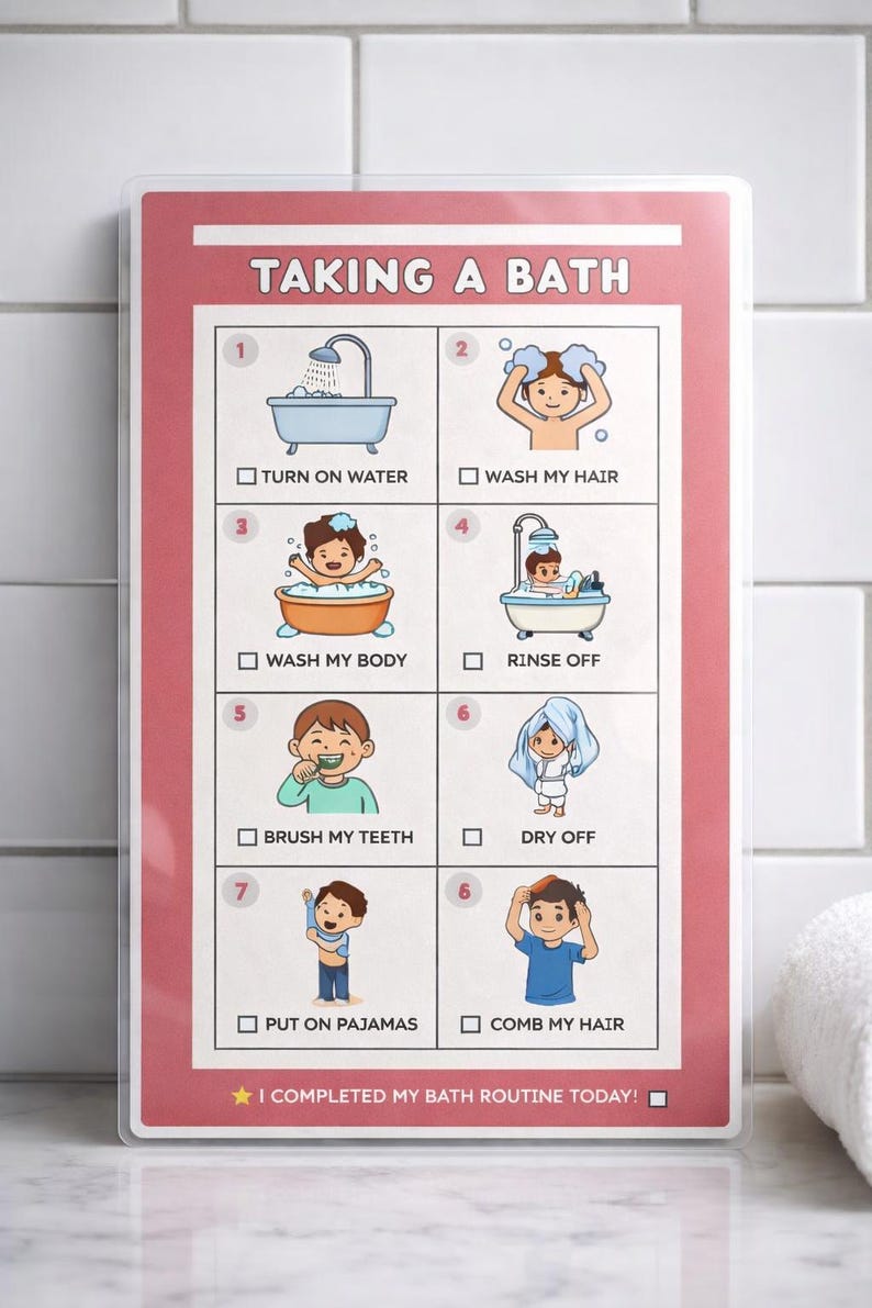 Take a Bath Chart Printable, Kids Bath Time Reward Chart, Weekly Bath ...