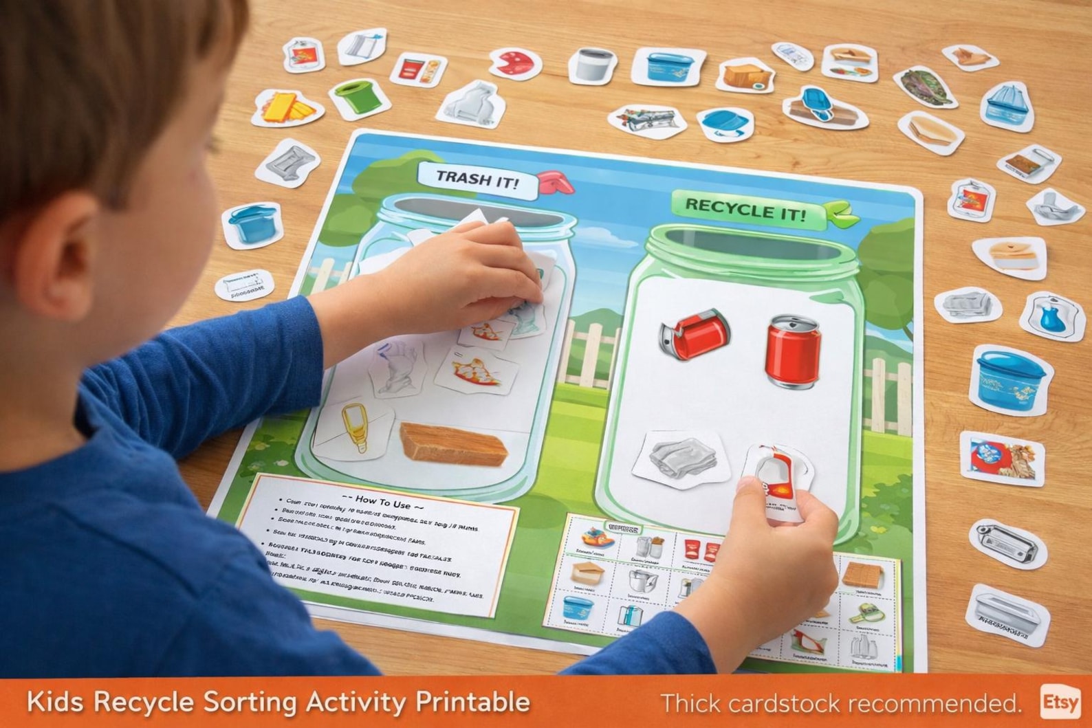 Kids Recycling Sorting Activity Printable | Trash Vs Recycle Cut and ...