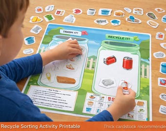 Kids Recycling Sorting Activity Printable | Trash Vs Recycle Cut and ...