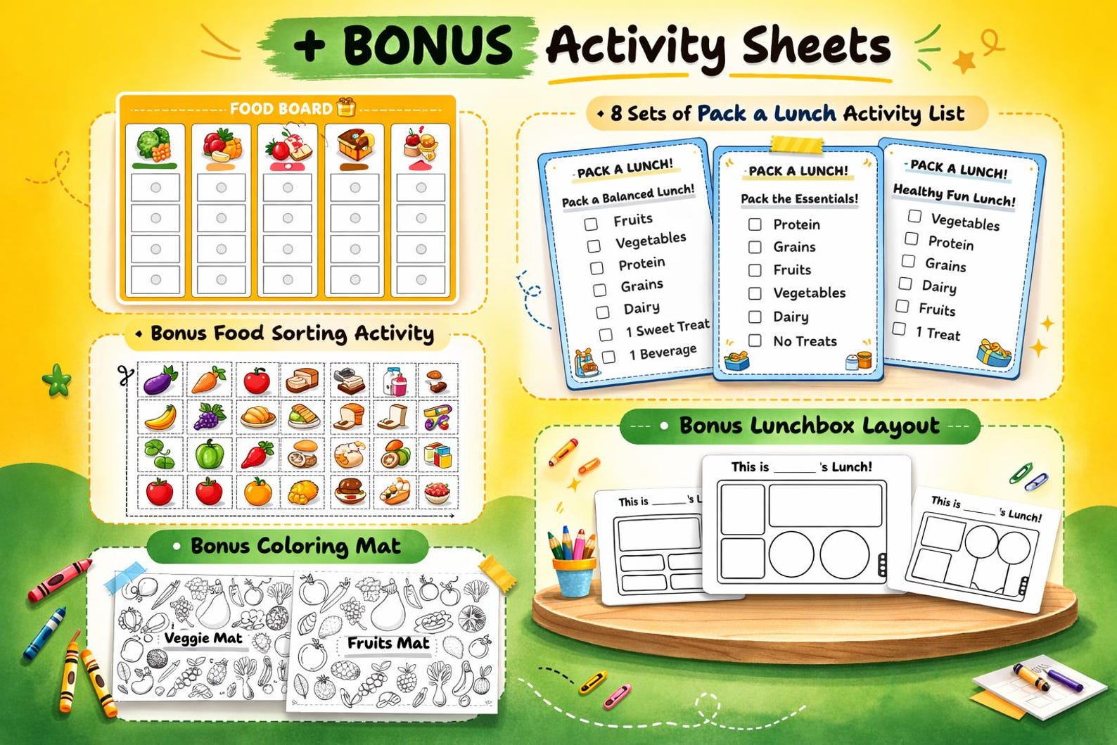 Build-a-lunchbox Printable for Kids Ages 3–6 | Cut & Paste Food ...