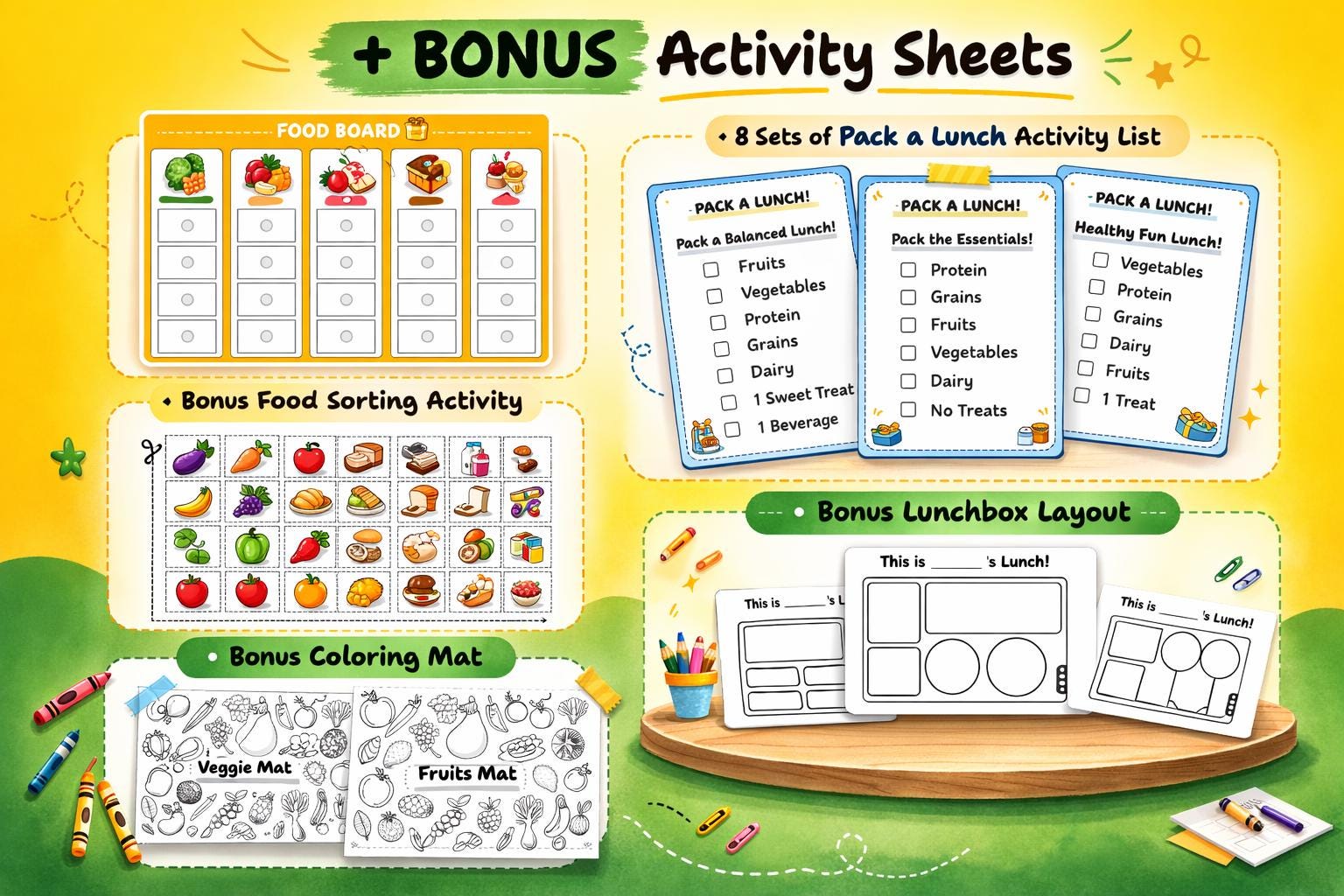 Build-a-lunchbox Printable for Kids Ages 3–6 | Cut & Paste Food ...