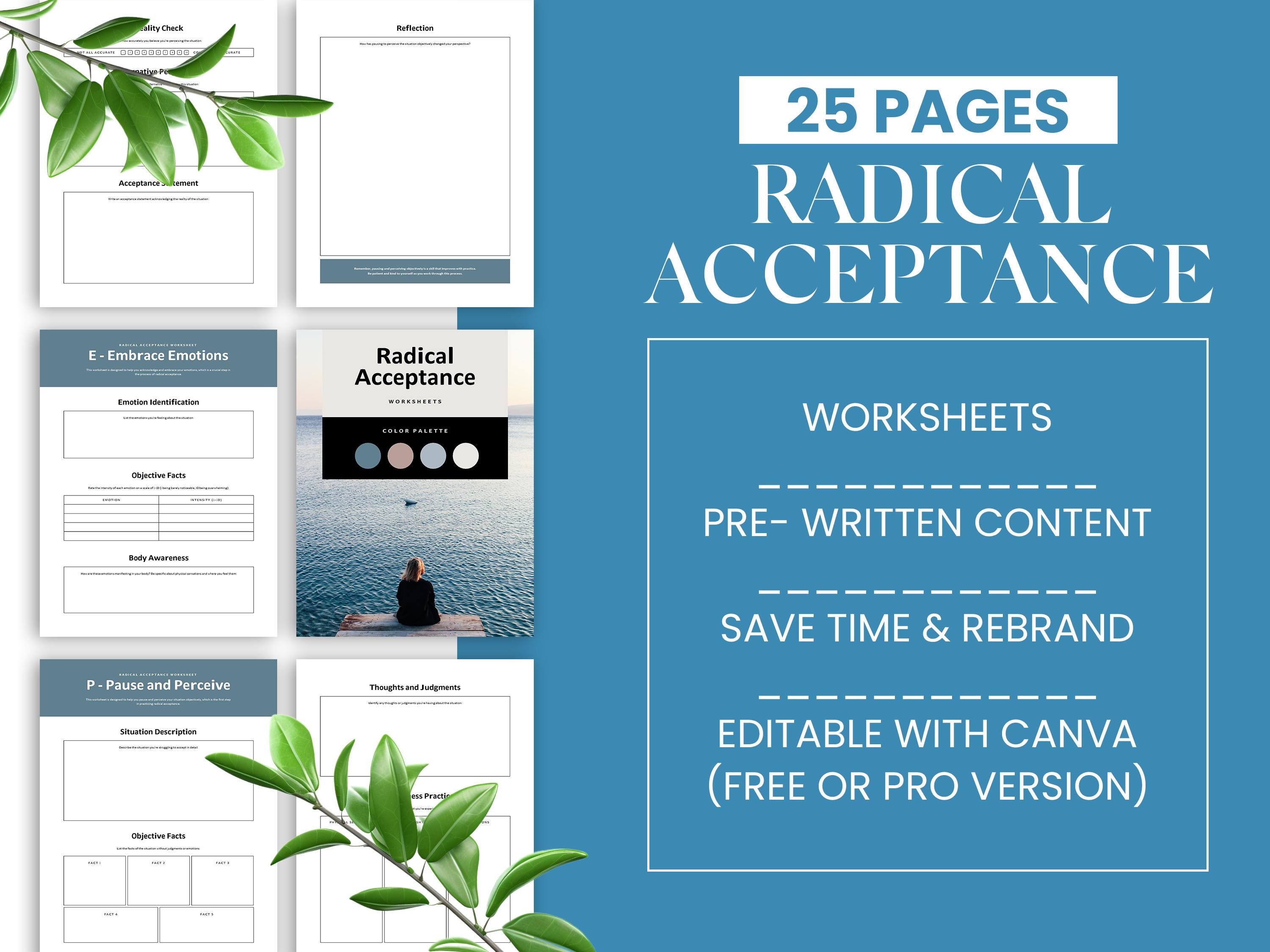 Radical Acceptance Worksheet | DBT Skills Workbook Printable ...