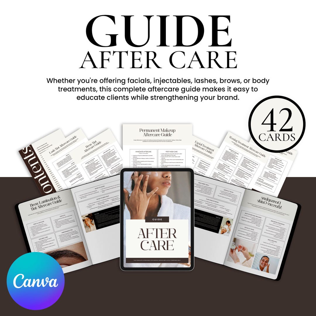 Aftercare Guide Canva Template | Printable Beauty Treatment Aftercare ...