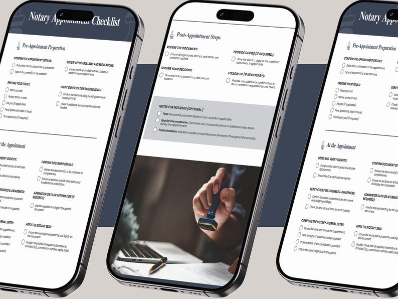 Editable Notary Appointment Checklist • Mobile Notary Process Tracker ...