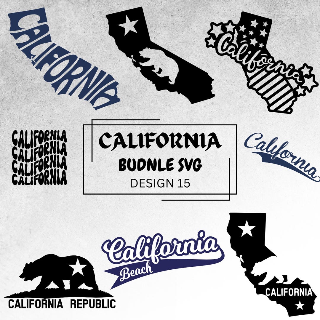 California SVG Bundle | State Map Clipart | West Coast PNG SVG Designs ...