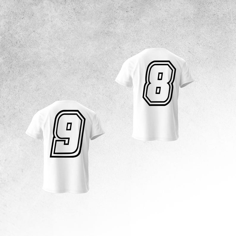 Athletic Jersey Number SVG Set | Custom Sports Uniform Numbers ...