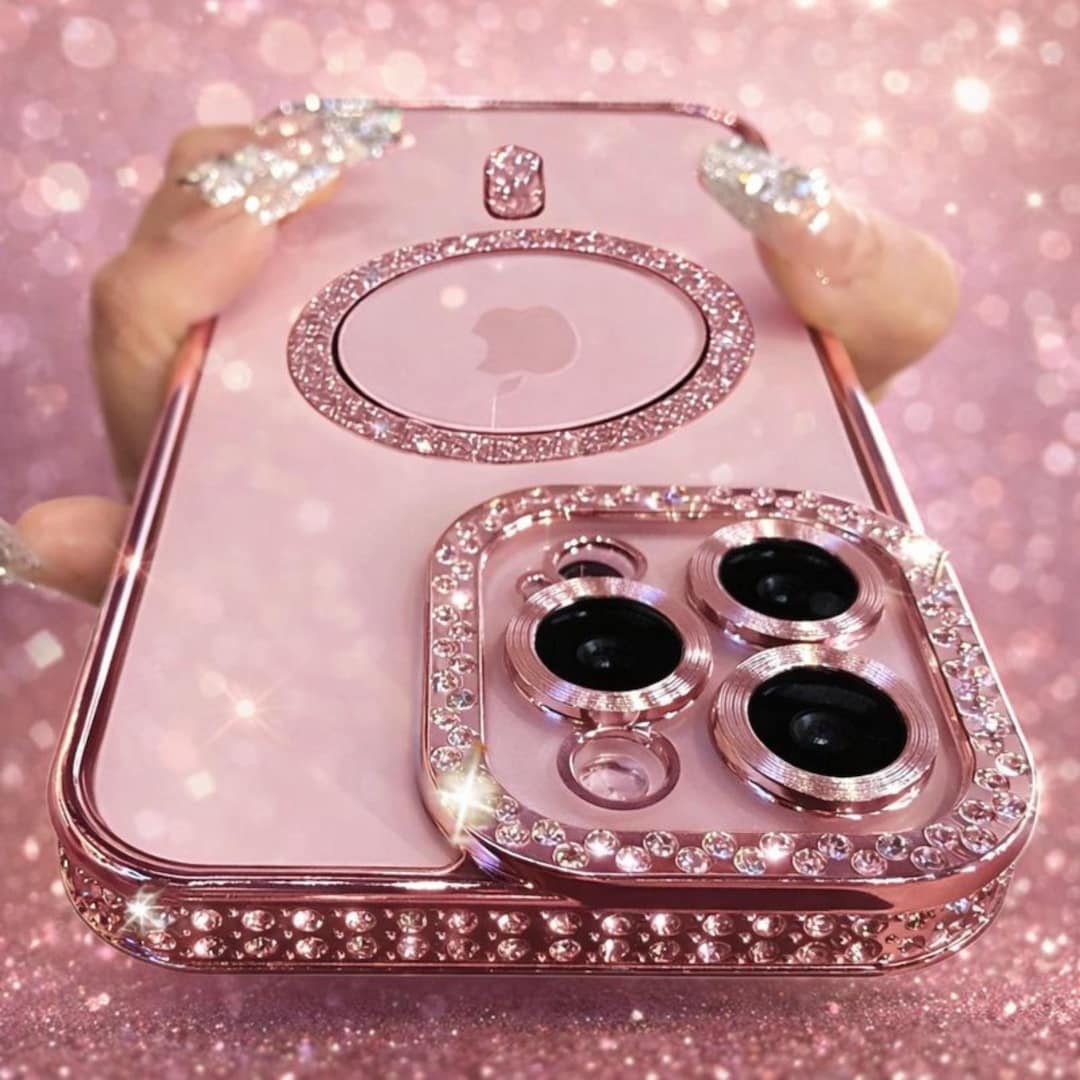 Glamorous Glitter Diamond iPhone Case With Wireless Charging Bumper for ...