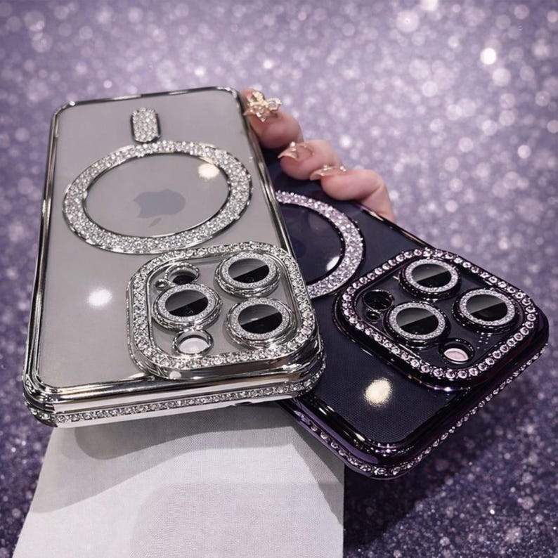 Glamorous Glitter Diamond iPhone Case With Wireless Charging Bumper for ...