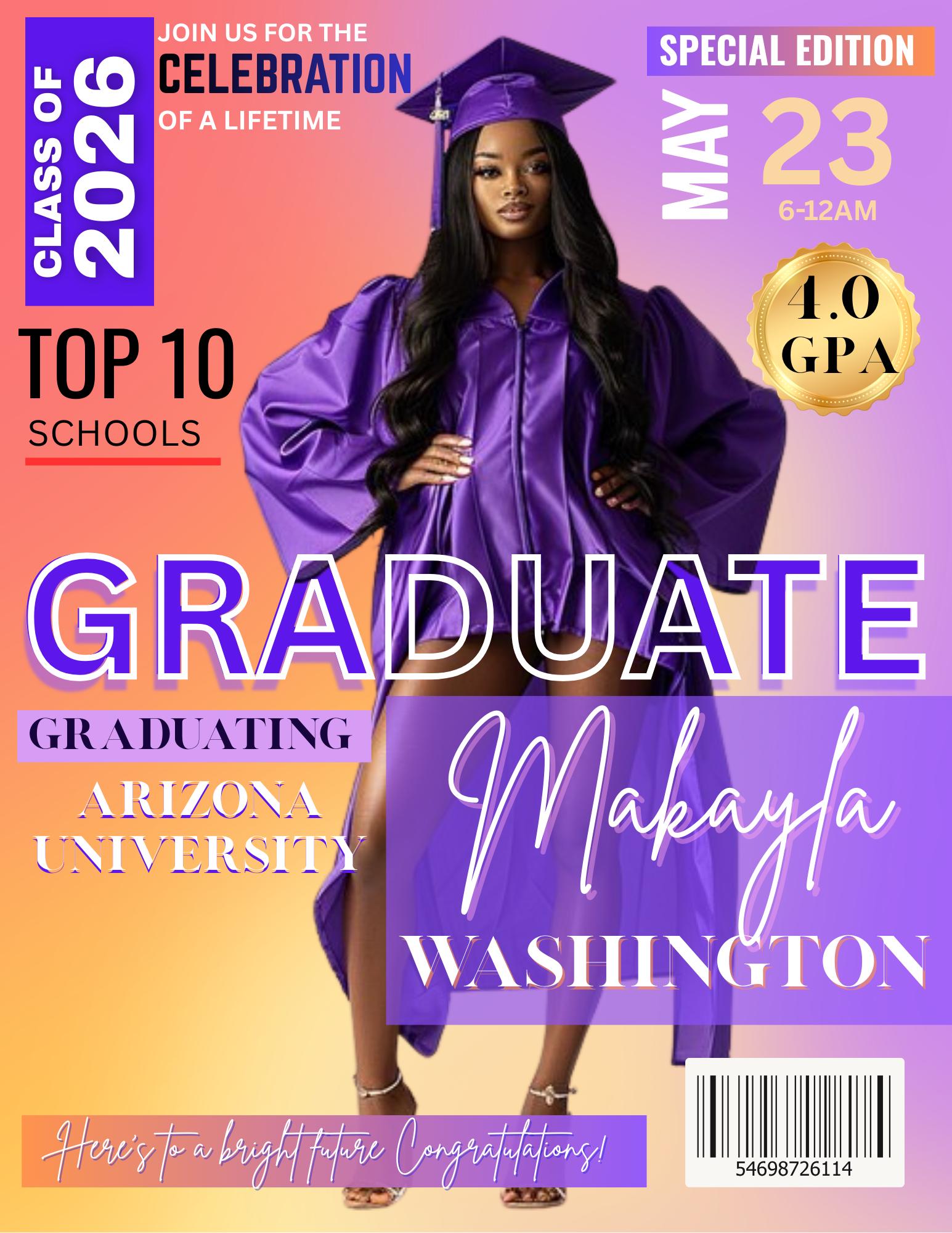 Graduation Magazine Cover Template - Etsy