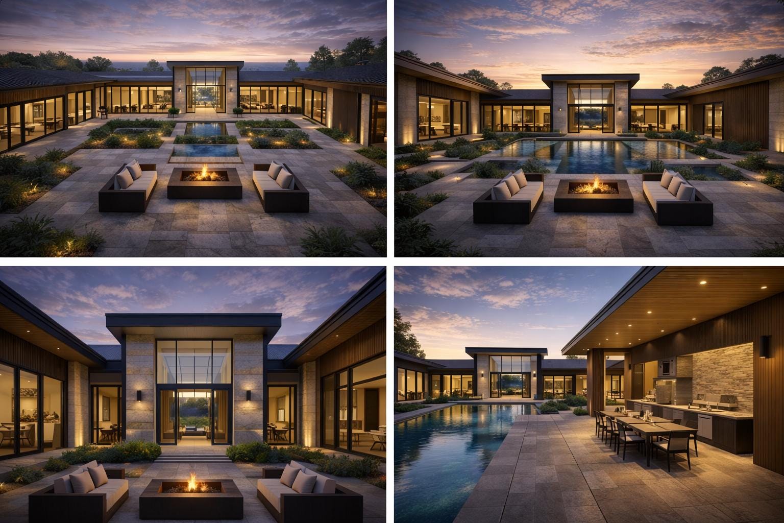 Luxury Modern House Plans | Courtyard Home Blueprint | U Shaped House ...