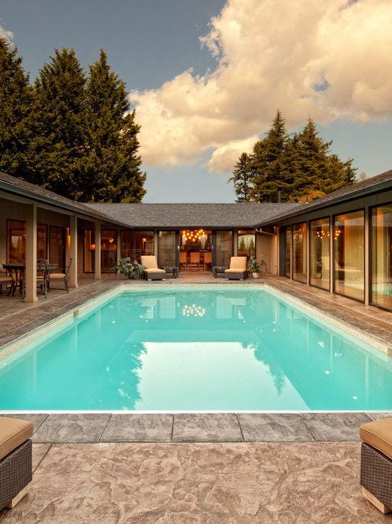 Luxury Modern House Plans | Courtyard Home Blueprint | U Shaped House ...