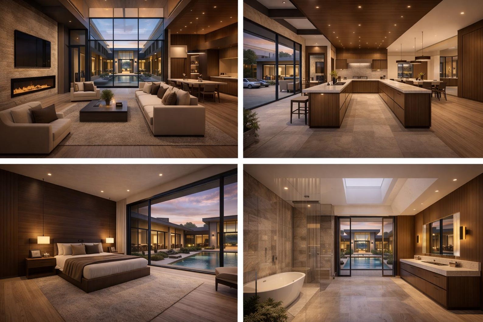 Luxury Modern House Plans | Courtyard Home Blueprint | U Shaped House ...