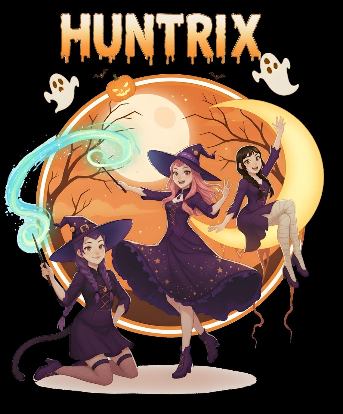 Spooky Huntrix Halloween PNG, Kpop Demon Hunters Clipart, Saja Girls ...