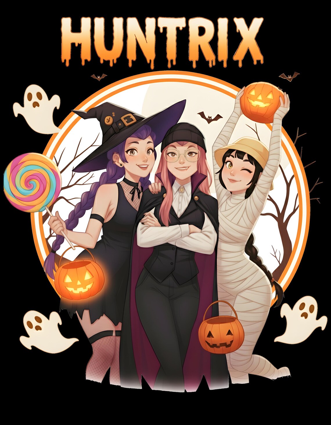 Spooky Huntrix Halloween PNG, Kpop Demon Hunters Clipart, Saja Girls ...
