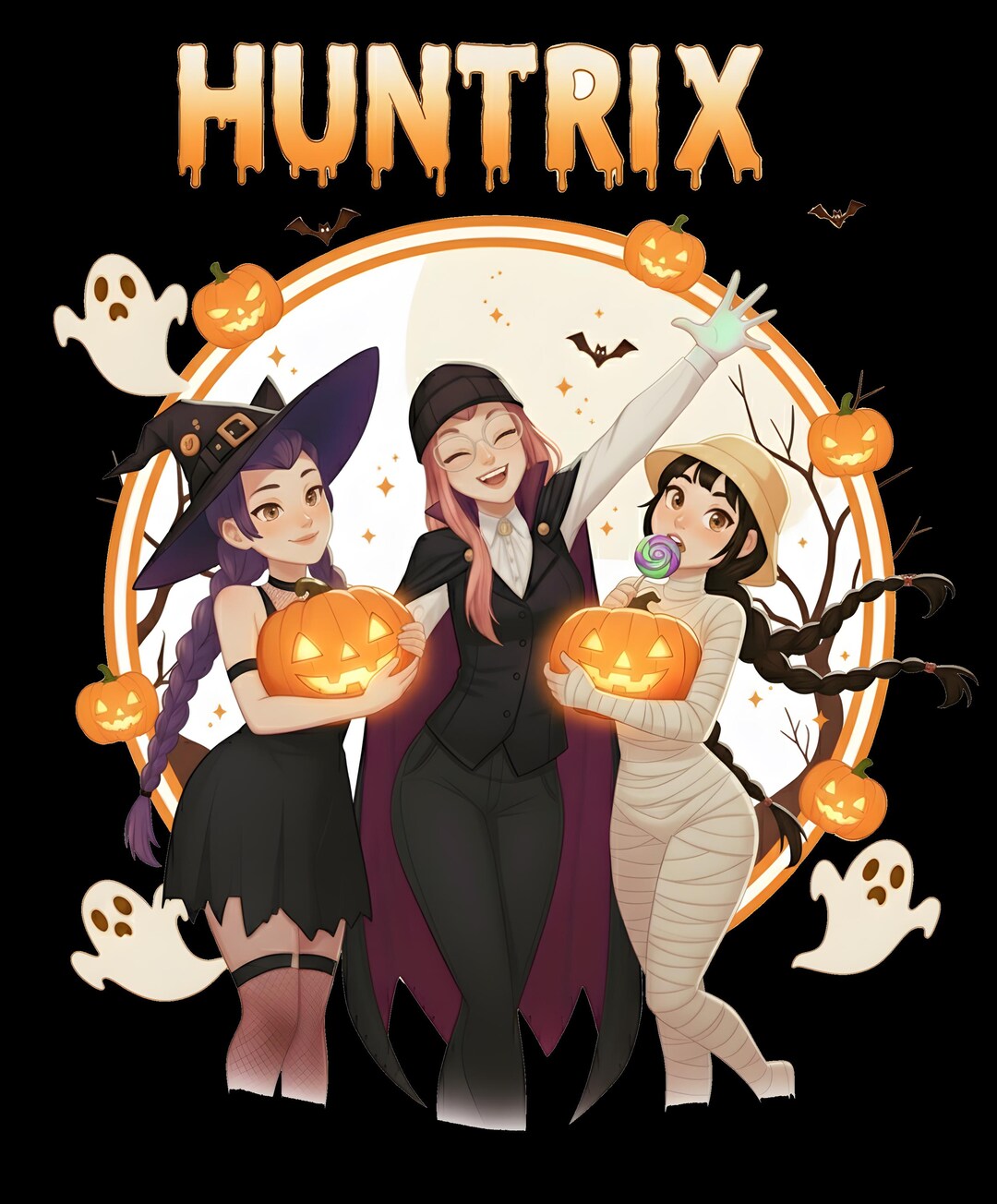 Spooky Huntrix Halloween PNG, Kpop Demon Hunters Clipart, Saja Girls ...