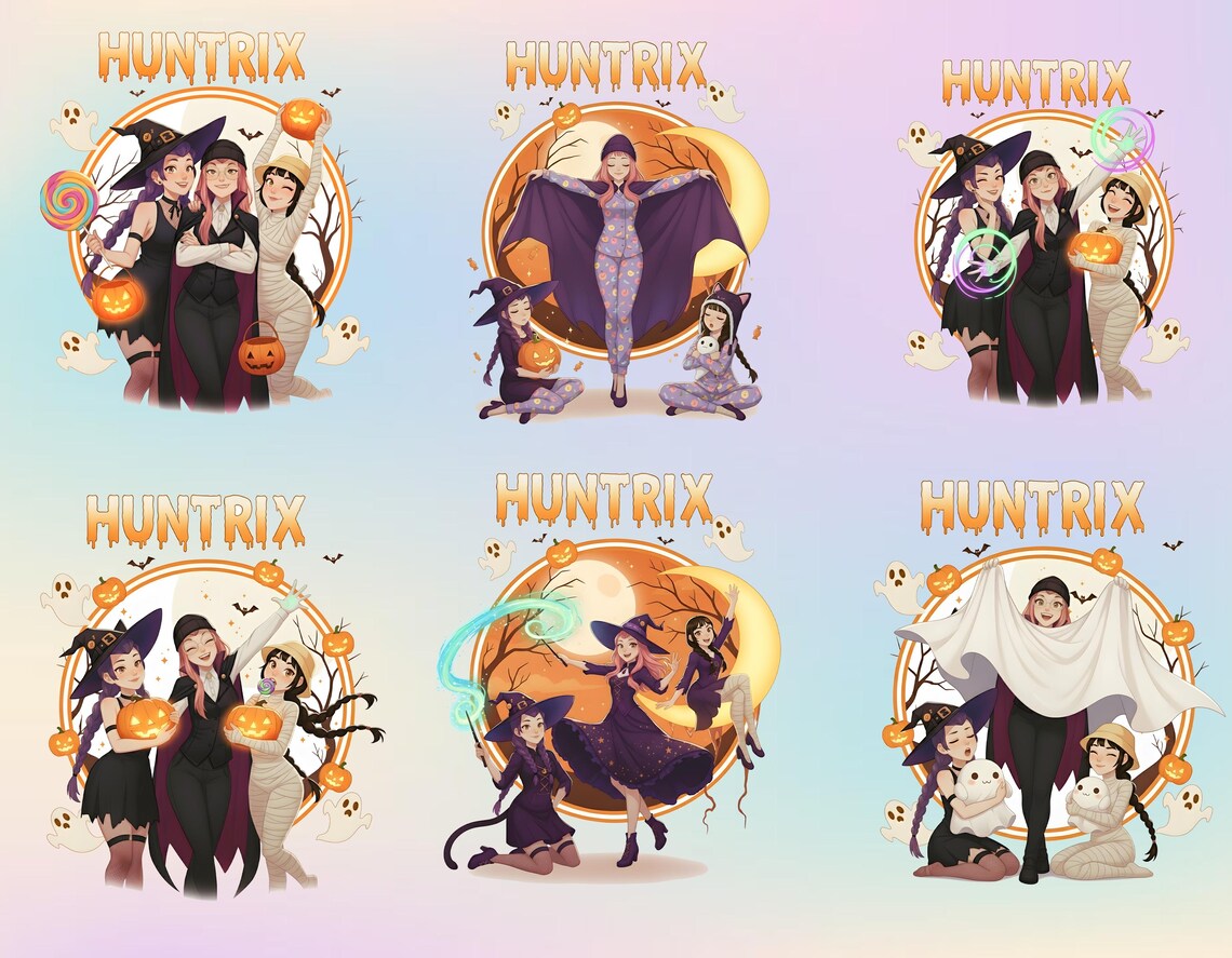 Spooky Huntrix Halloween PNG, Kpop Demon Hunters Clipart, Saja Girls ...