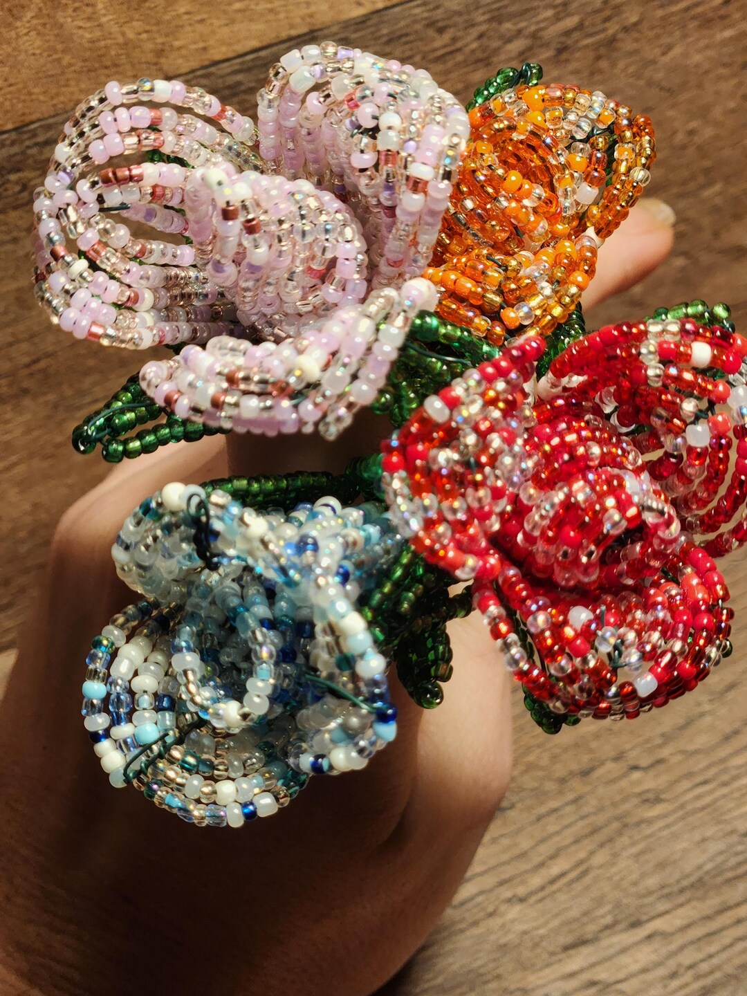 Handmade French Beaded Rose Bud – Glass Seed Bead Forever Flower - Etsy