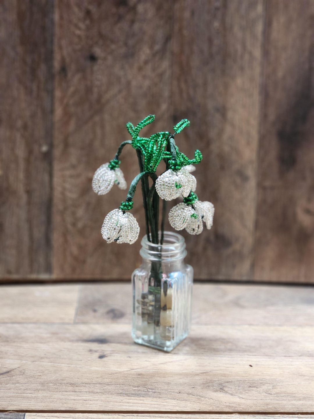 Snowdrop Birth Flower Gift for January – French Beaded Flower Stem ...