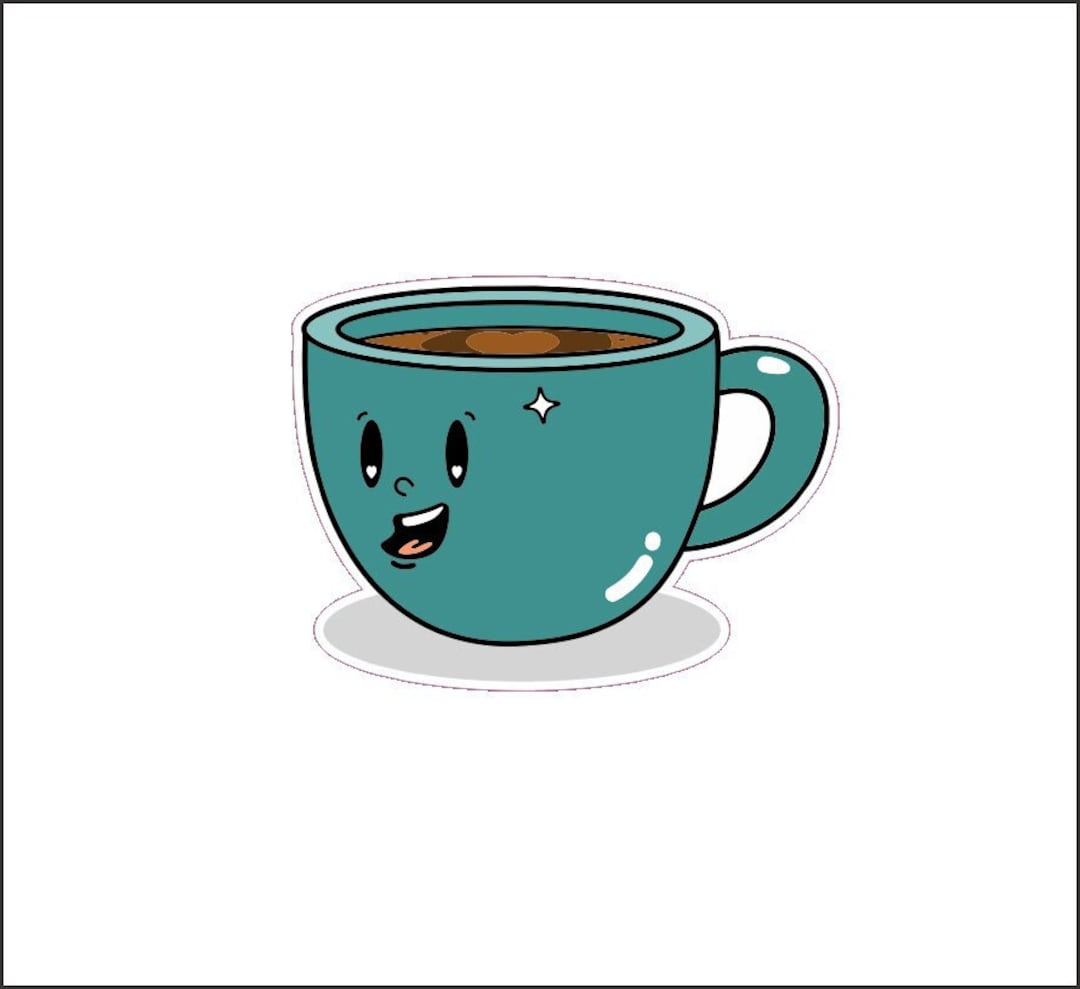 Cute Coffee Cup Vinyl Sticker, Cute Sticker, Tumbler Sticker, Laptop ...