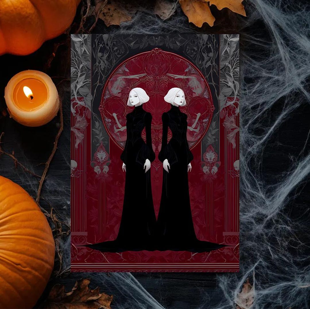 Gothic Twin Witches Print: Dark Witchcore Halloween Decor (digital ...