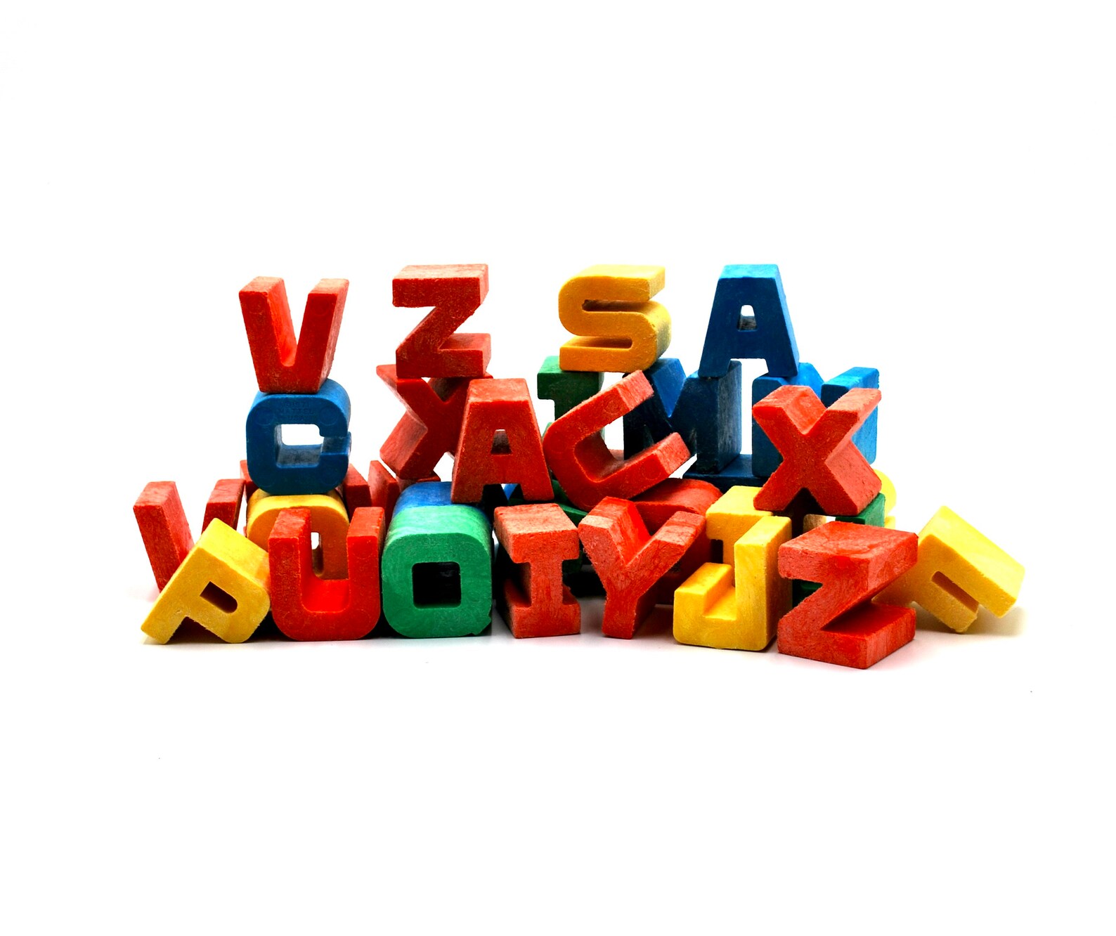 1971 Vintage Mattel Tuff Stuff ABC Blocks 34 Letters Red, Yellow, Blue ...
