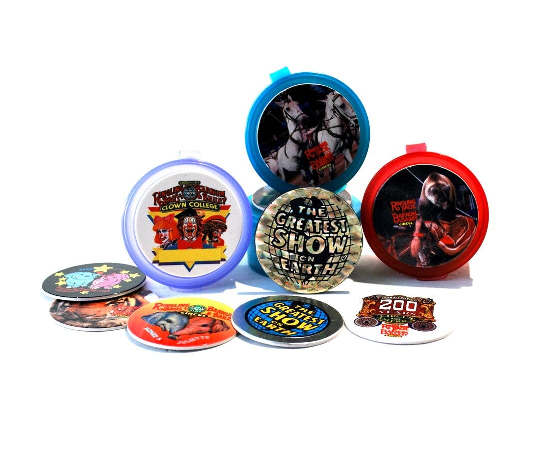 2 Ringling Bros Barnum & Bailey Circus Pog Containers With Pogs and ...