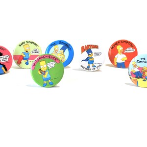 Simpsons Button Collection Set of 7 New Old Stock Bart, Homer, Marge ...