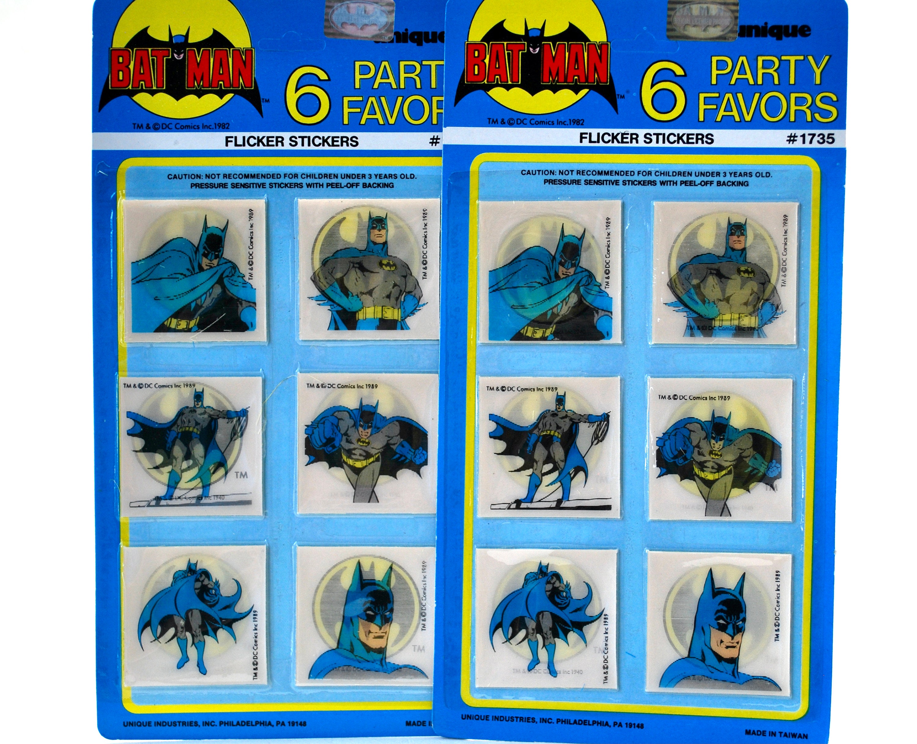 Batman Flicker Stickers Party Favors Set of 6 1989 DC Comics | Etsy