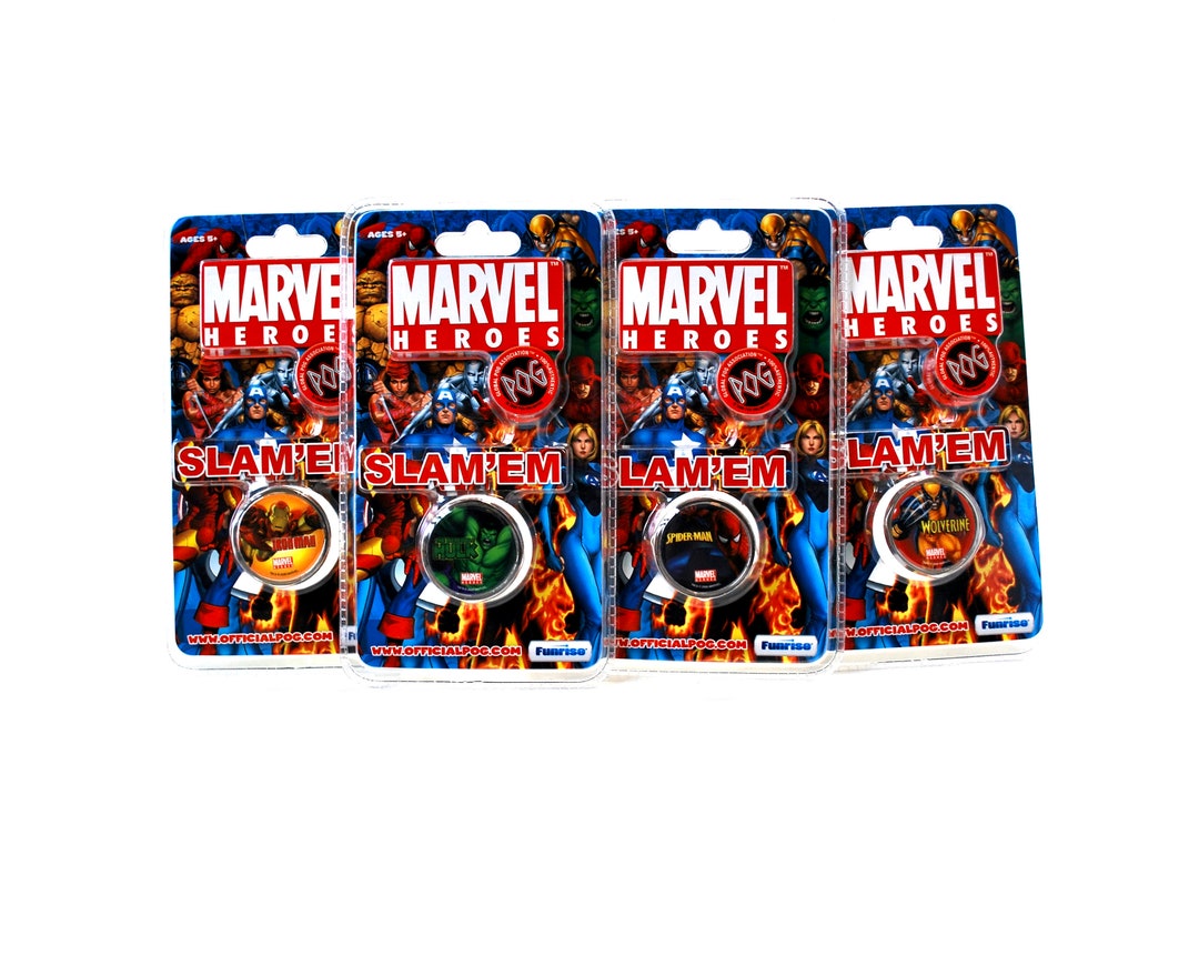 6 Marvel Heroes Metal Slammer Collection Pogs Hulk, Wolverine, Spider ...