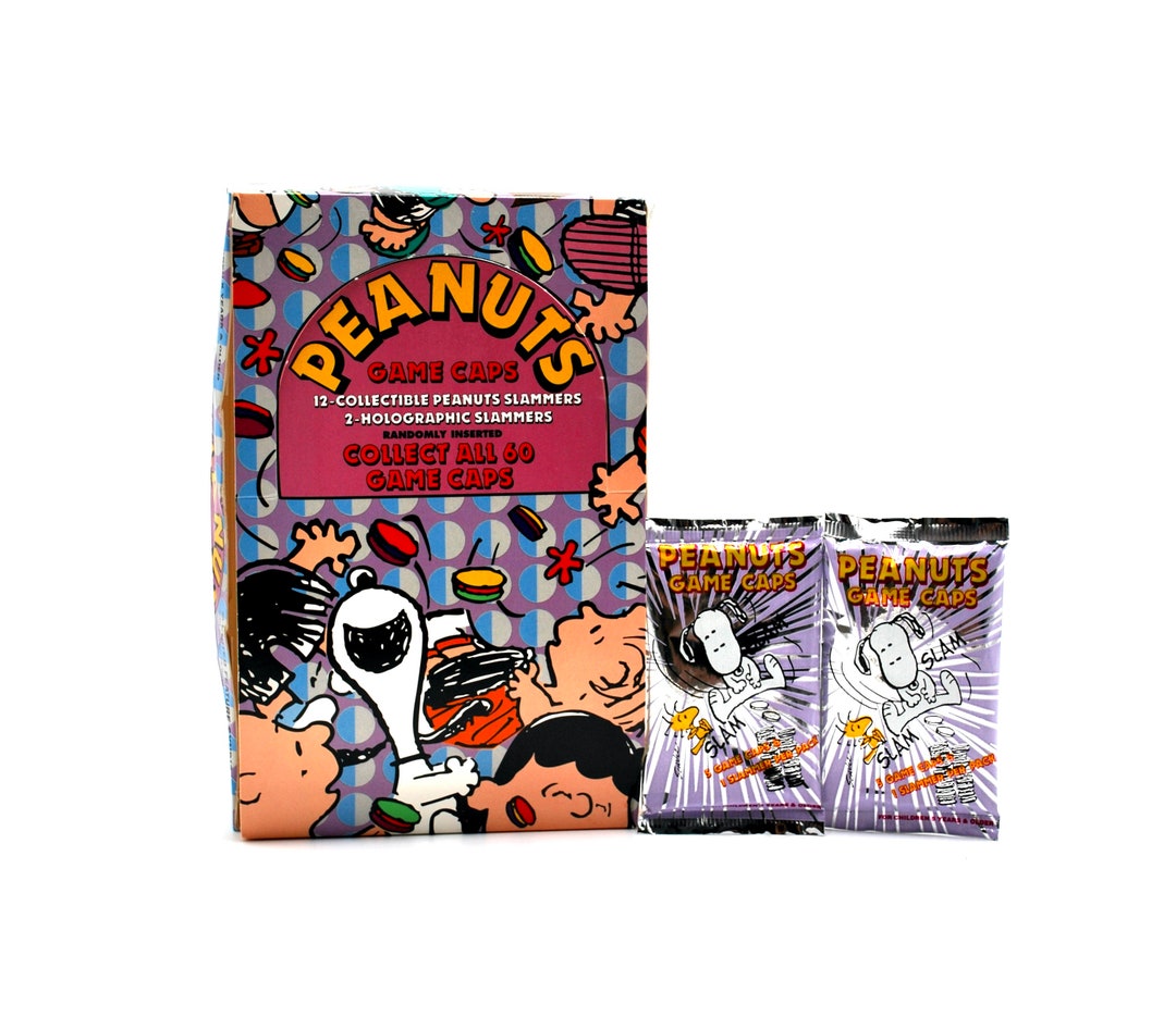 2 Packs Peanuts Game Caps 5 Pogs & 1 Slammer per Pack Snoopy, Charlie ...