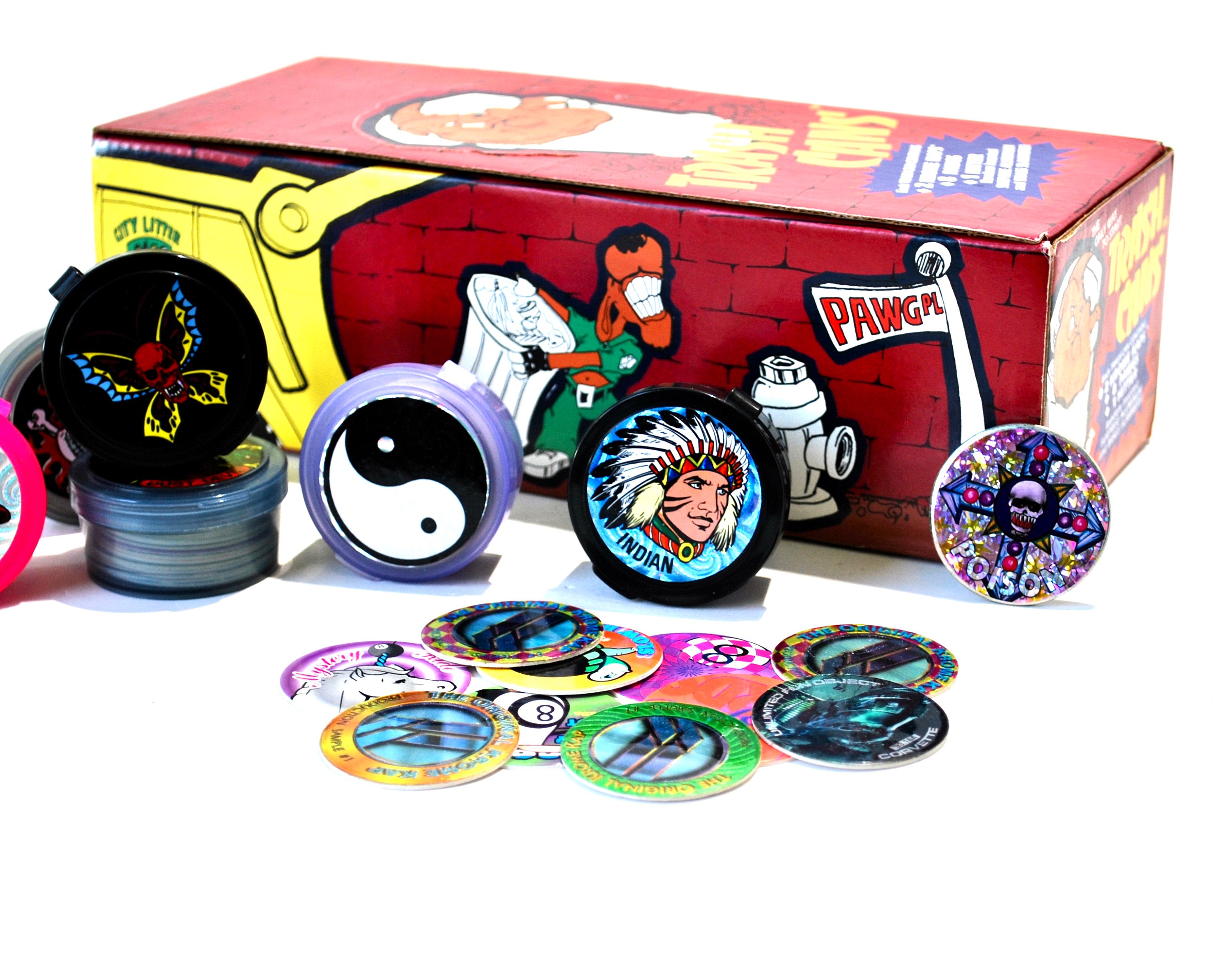 2 Trash Can Pog Containers Includes Krome Kaps Pawgs & | Etsy