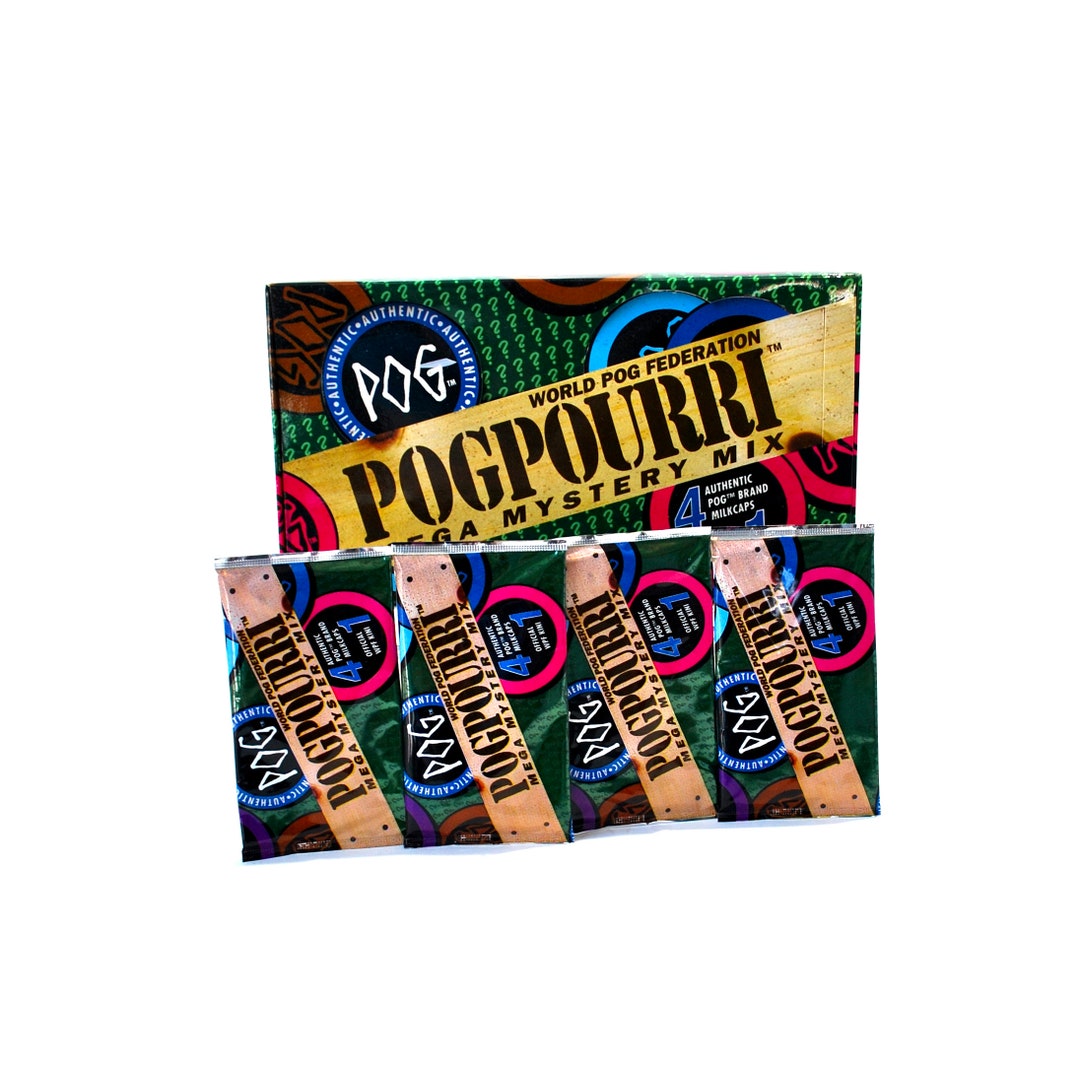4 Packs of Pogpourri Mega Mystery Pogs Milk Caps & WPF KINI 1994 Green ...