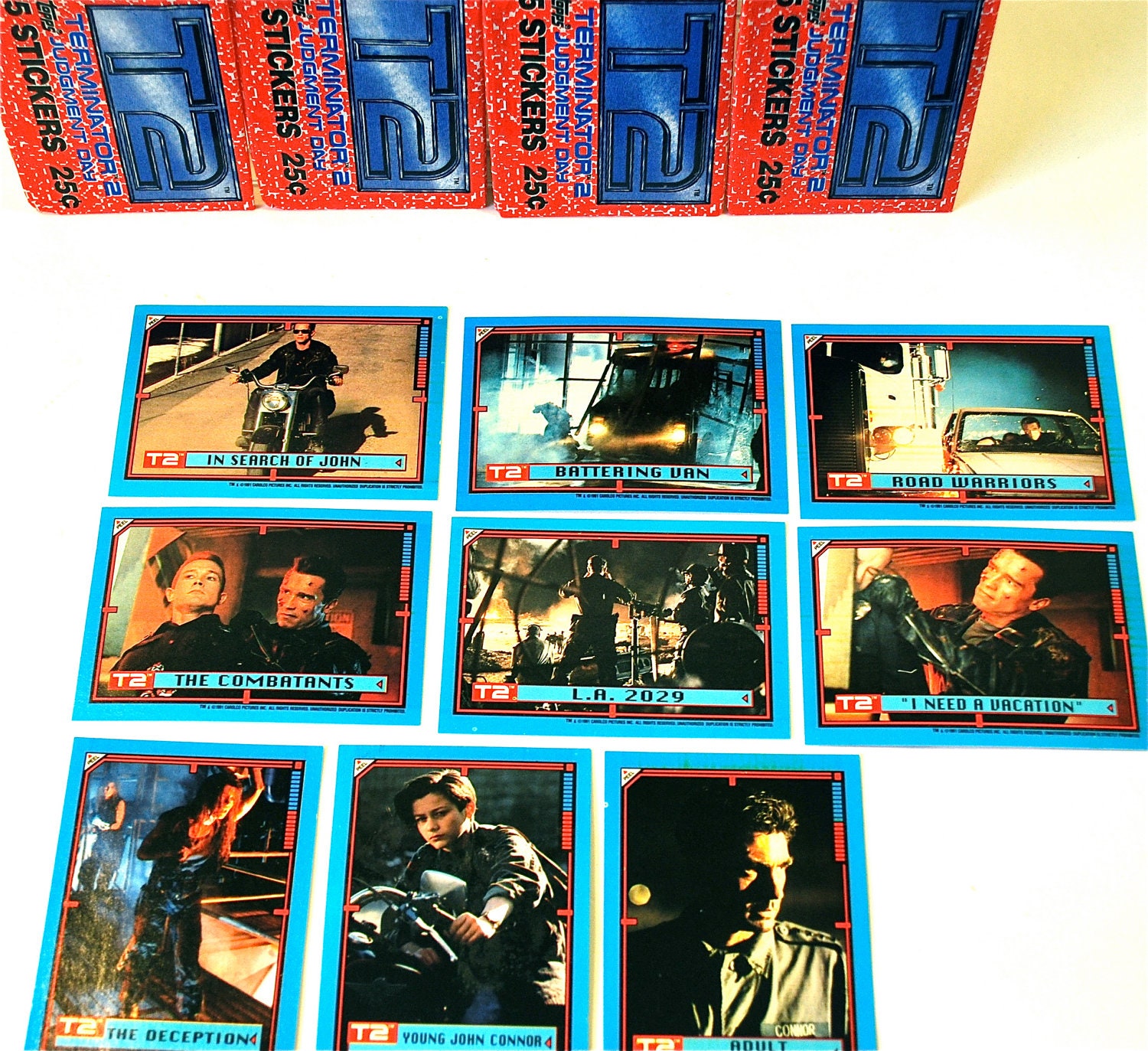4 Packs of Terminator T2 Stickers by Topps Arnold - Etsy