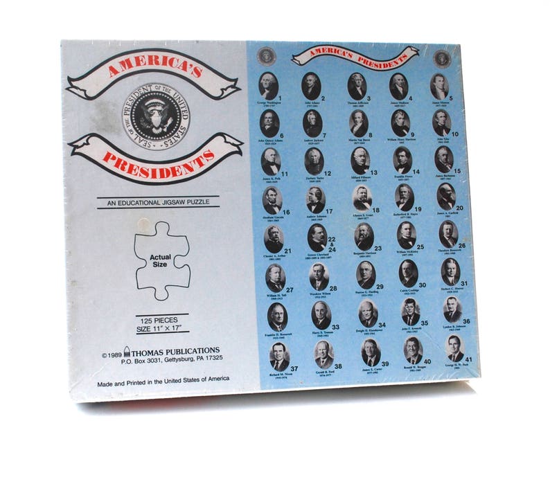 American Presidents Jigsaw Puzzle 125 Pieces 1989 Still Sealed - Etsy
